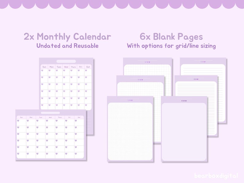Lavender Planner Template With Stickers | Digital Printable Journal ...