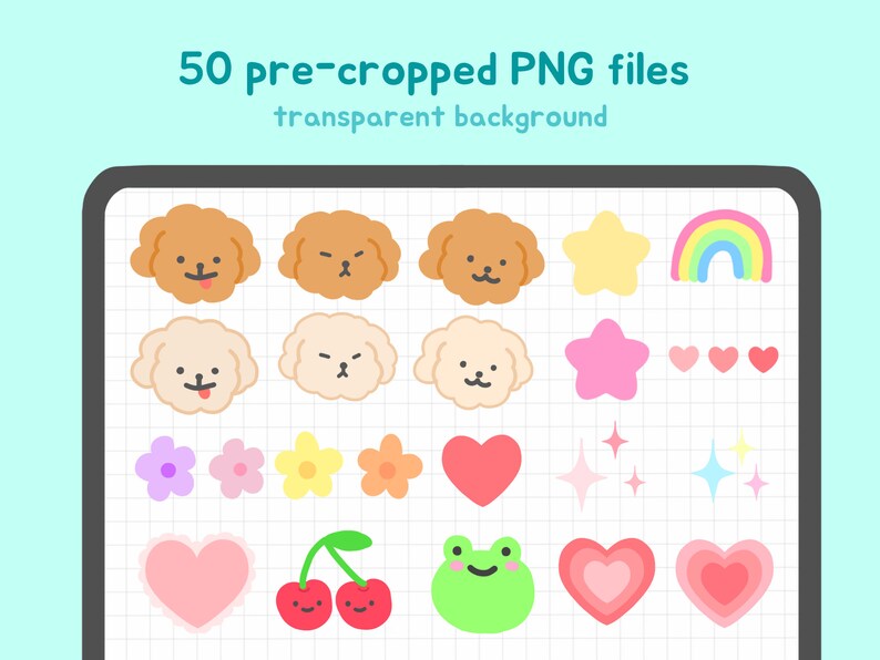 Kawaii Digital Sticker Variety Pack Cute Rainbow Planner - Etsy