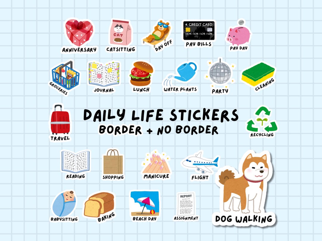 Daily Life Stickers | Calendar Schedule Label, Chore Hobby Activity ...