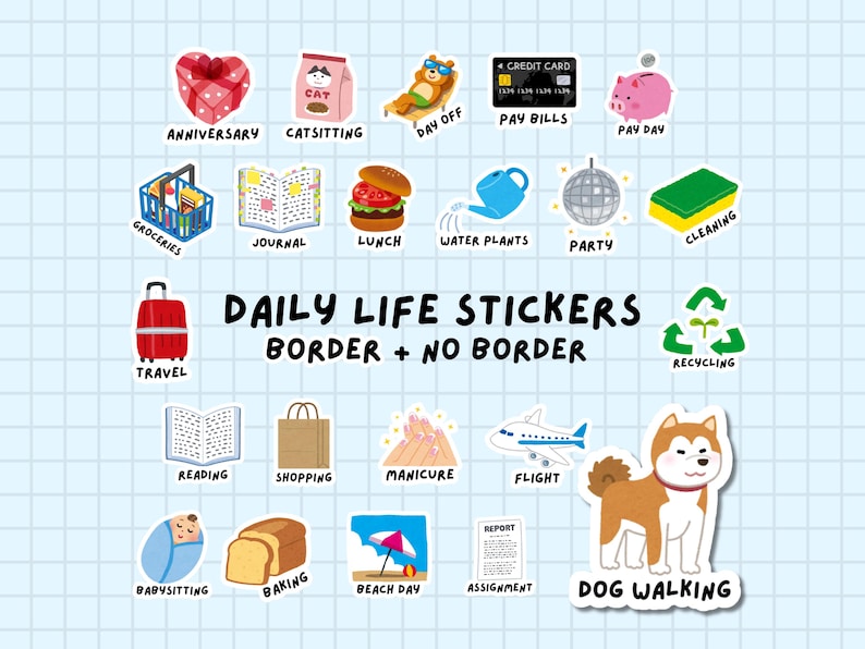 Daily Life Stickers | Calendar Schedule Label, Chore Hobby Activity ...