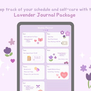 Lavender Planner Template With Stickers | Digital Printable Journal ...