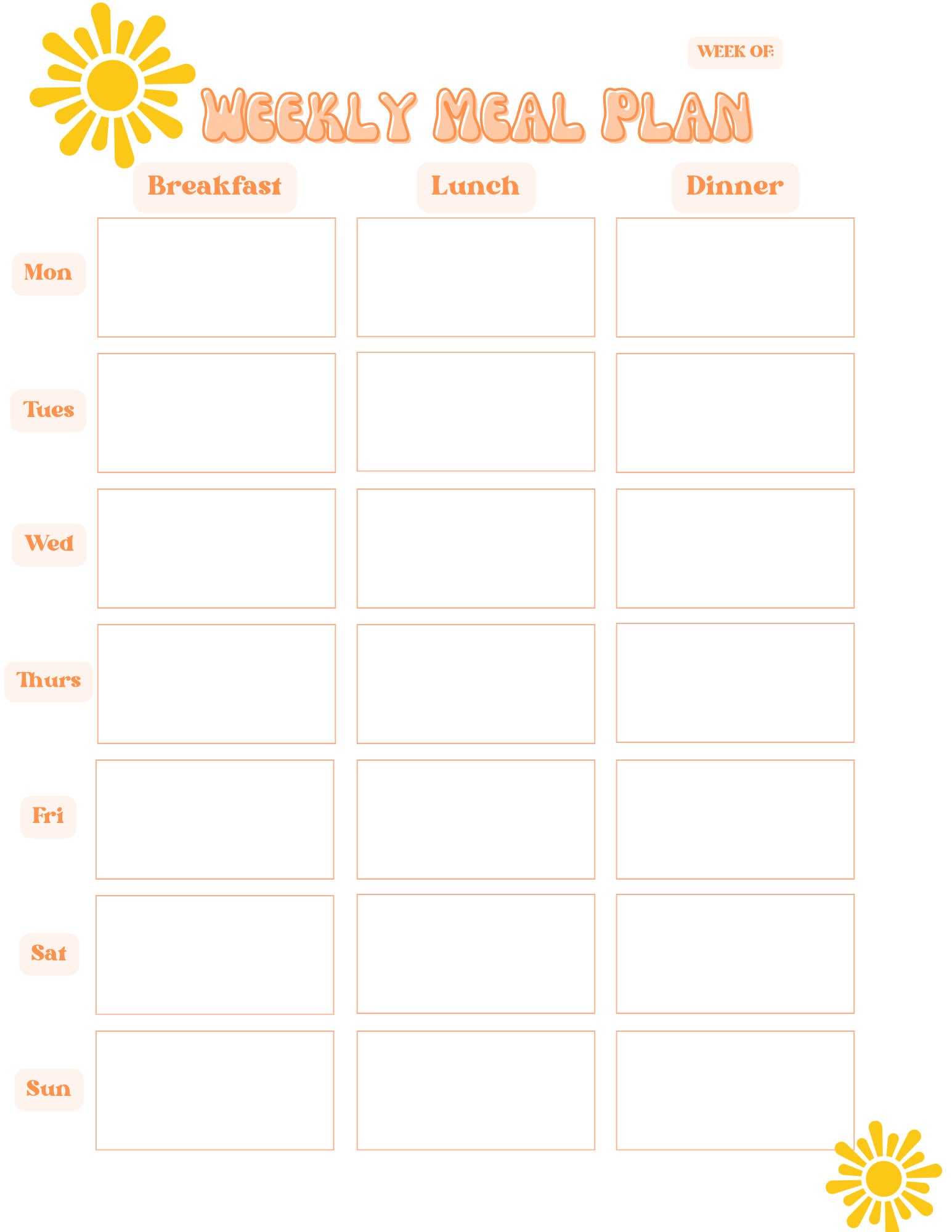 Printable Weekly Meal Planner, Food Diary, Meal Tracker, Food Shopping ...