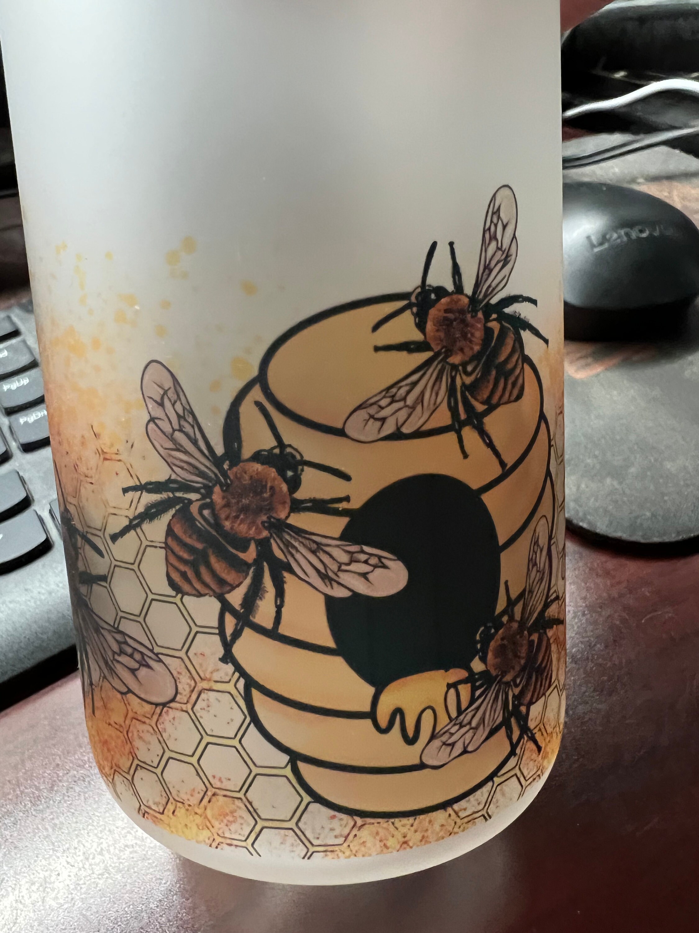 Bee and Honeycomb 16 Ounce Glass Can Tumbler With Bamboo Lid - Etsy