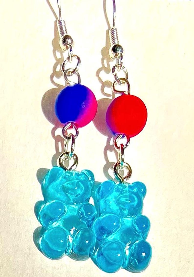 Colorful Gummy Bear Dangle Earrings: Kawaii Resin Jewelry - Etsy