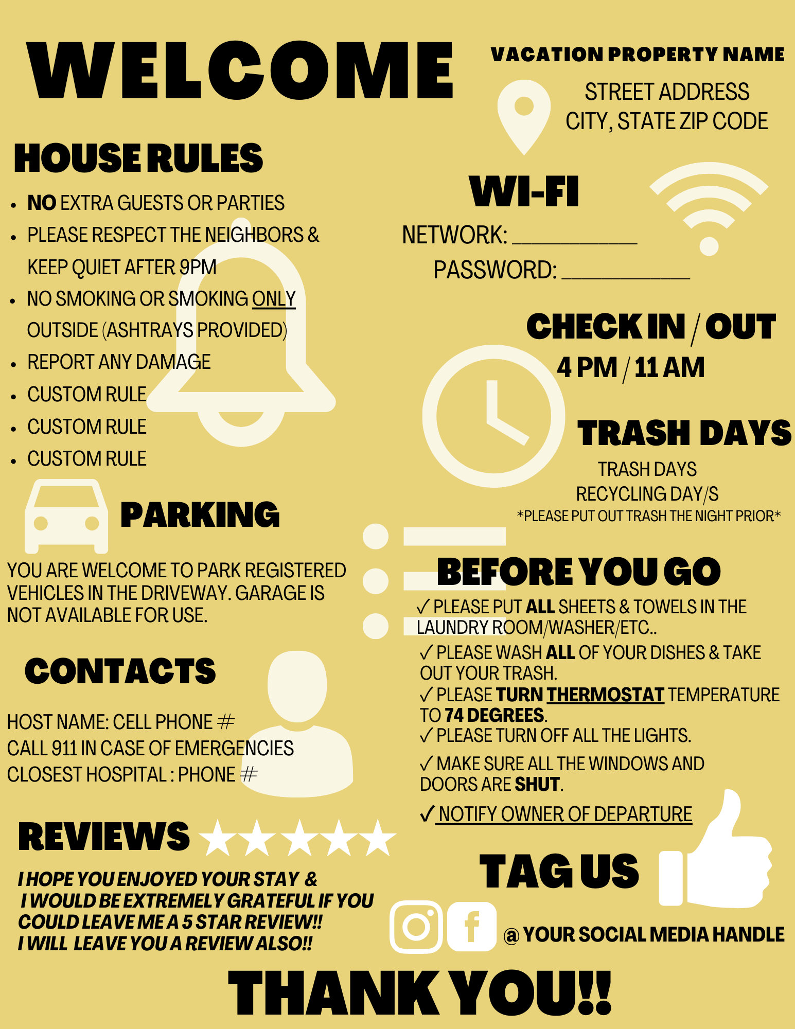 Airbnb/vrbo Welcome Sign Template| Welcome Guide to Airbnb/vrbo ...
