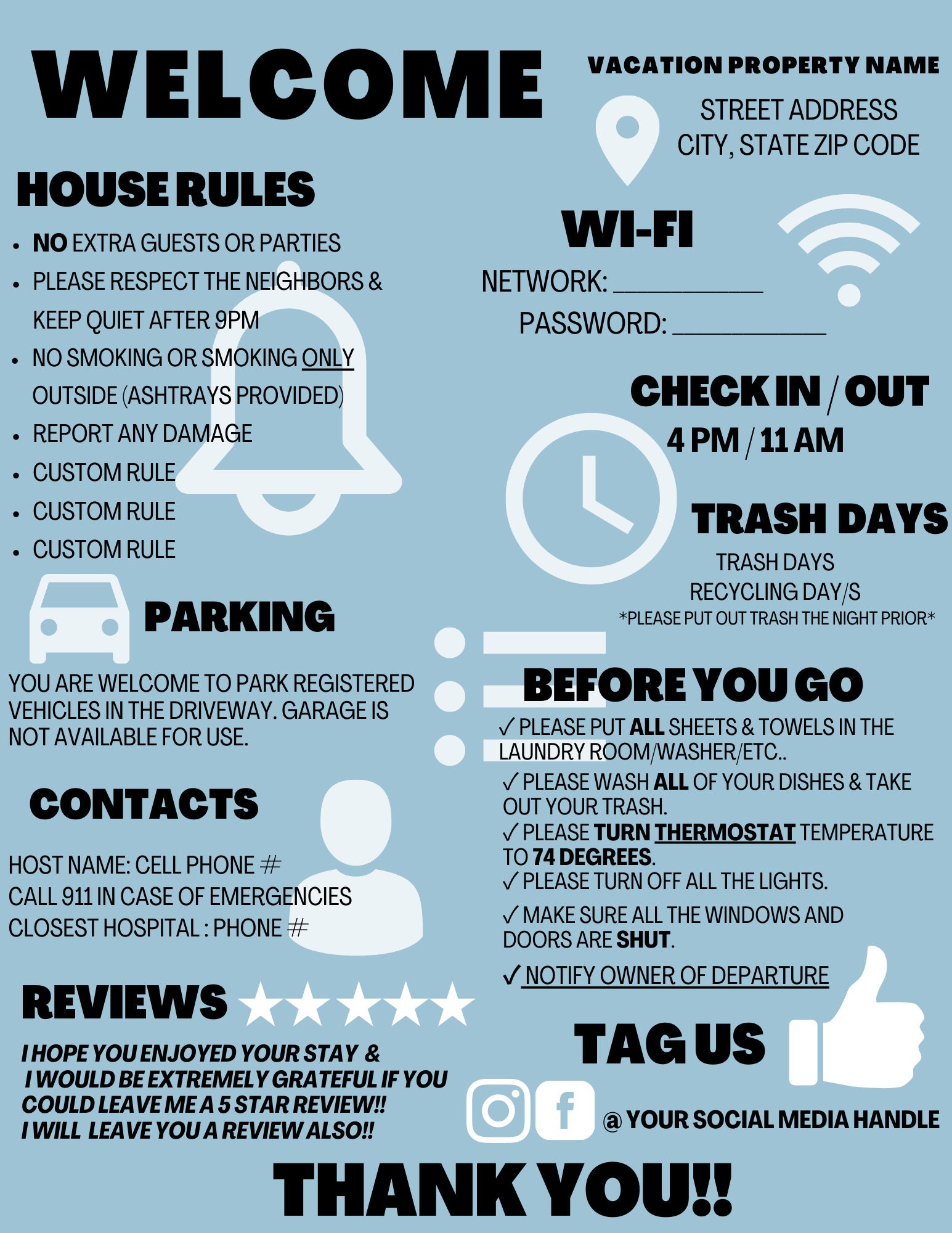 Airbnb/vrbo Welcome Sign Template| Welcome Guide to Airbnb/vrbo ...