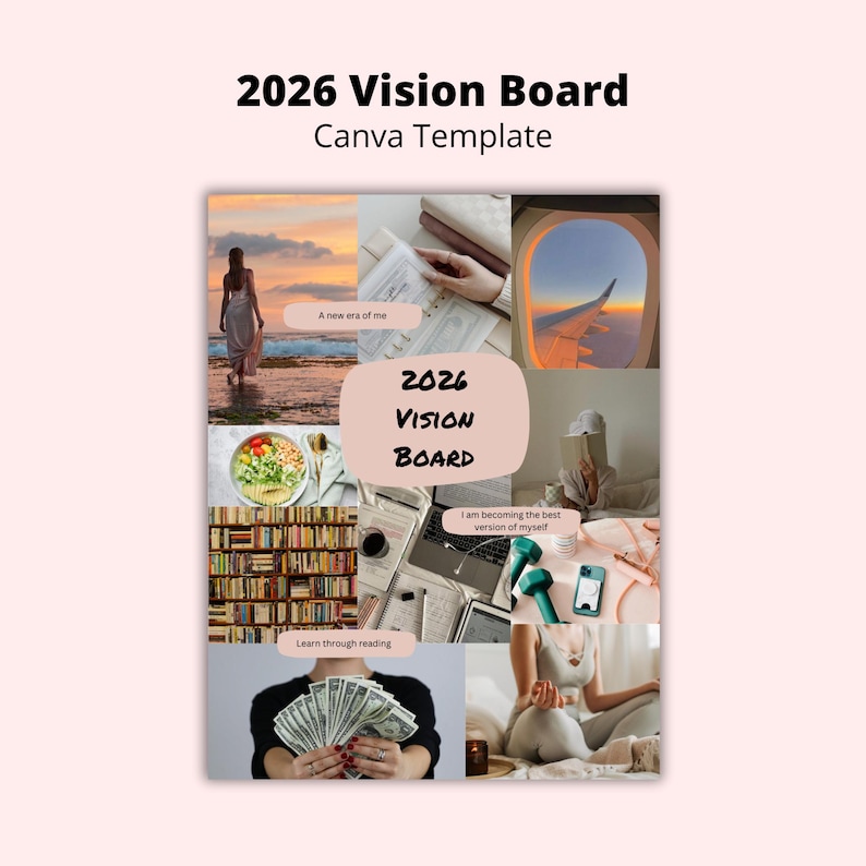 2026 Vision Board Template | Canva Template | Vision Board Printable's ...