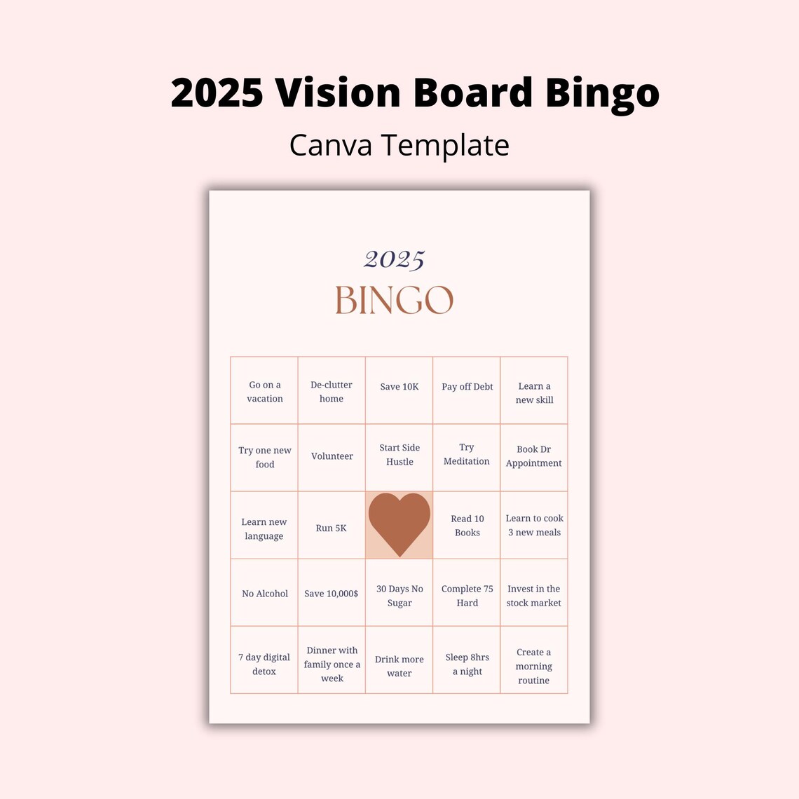 2025 Vision Board Bingo Card | Goal Setting Resolution Bingo Game ...