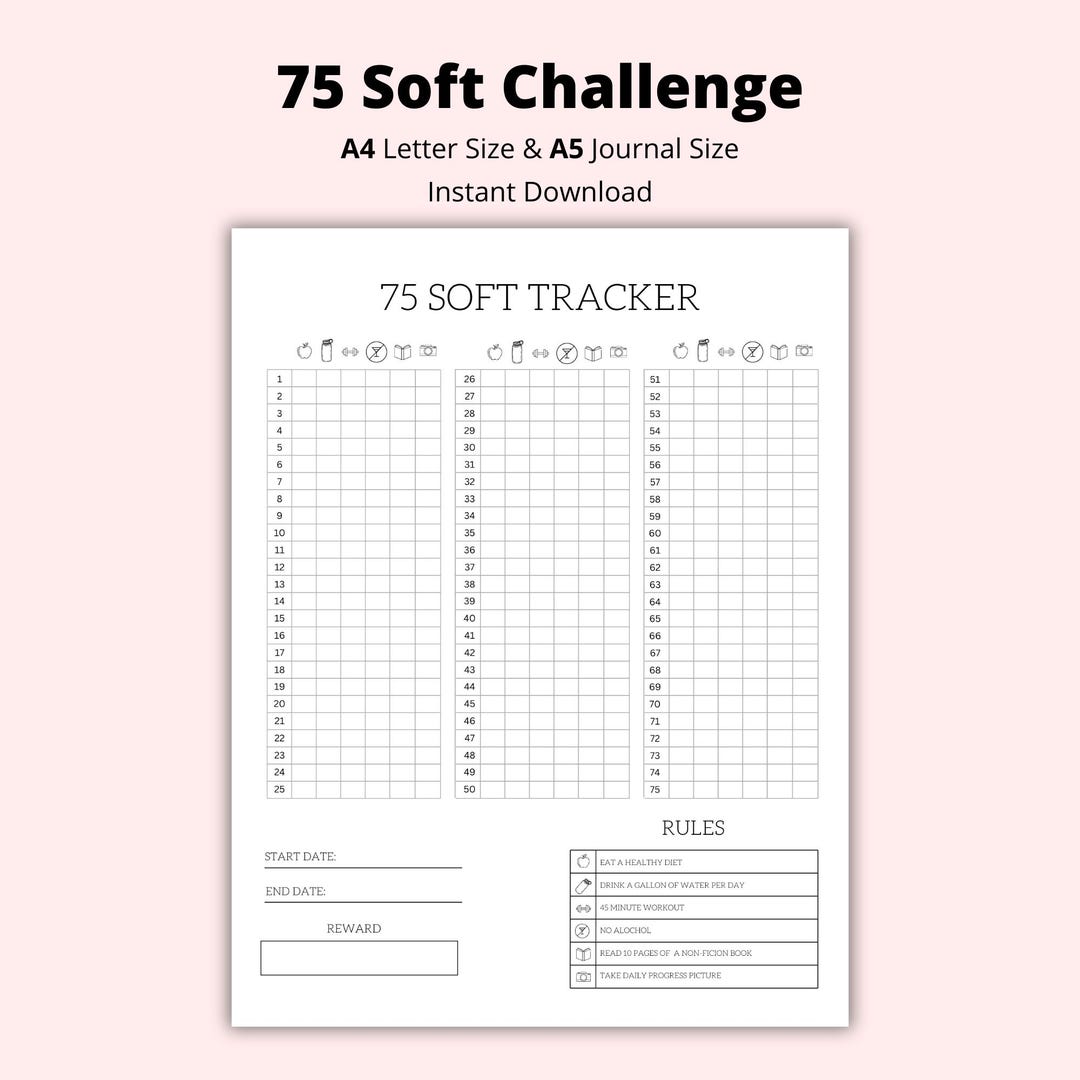 75 Soft Tracker | Workout Planner | Daily Habit Tracker | 75 Soft ...