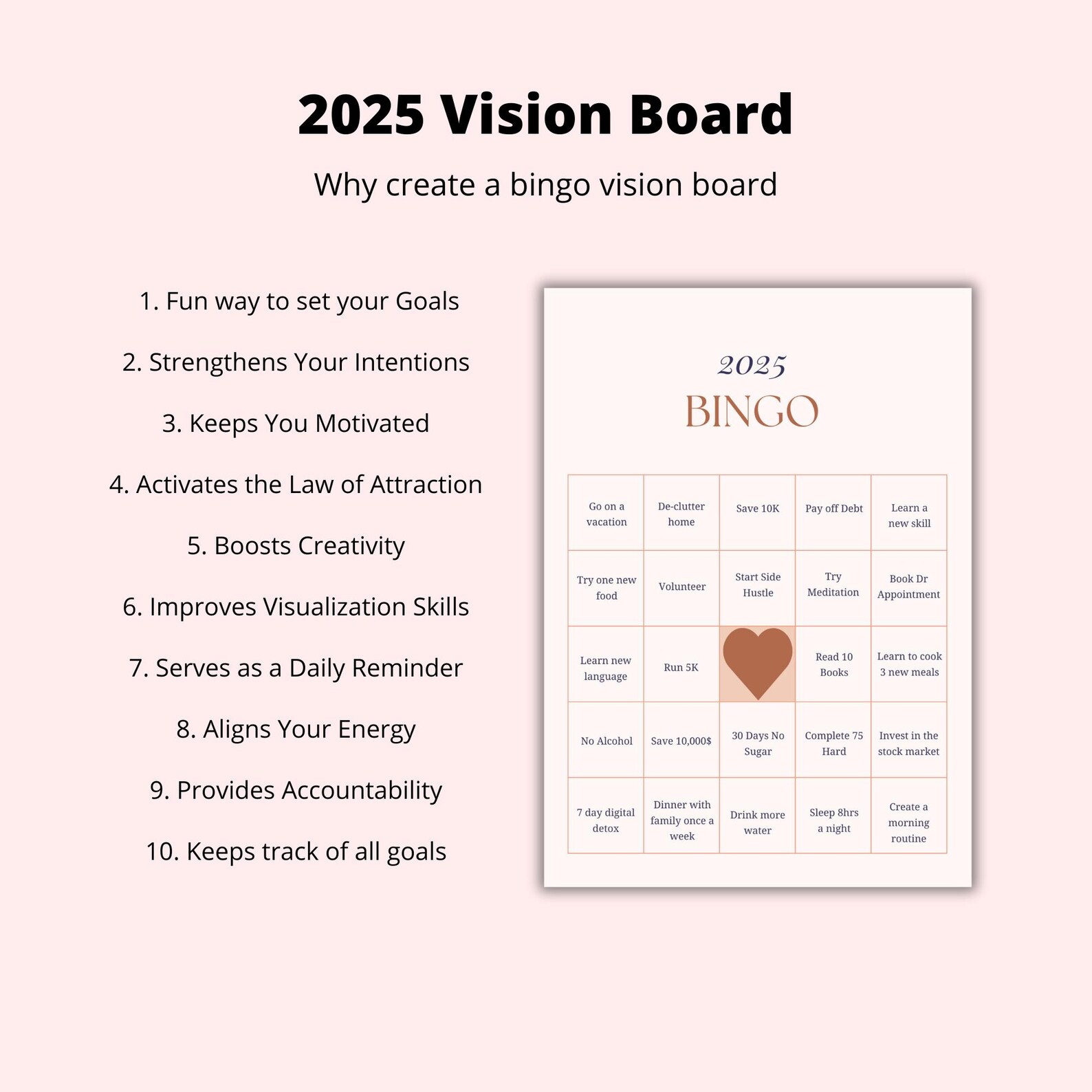 2025 Vision Board Bingo Card | Goal Setting Resolution Bingo Game ...