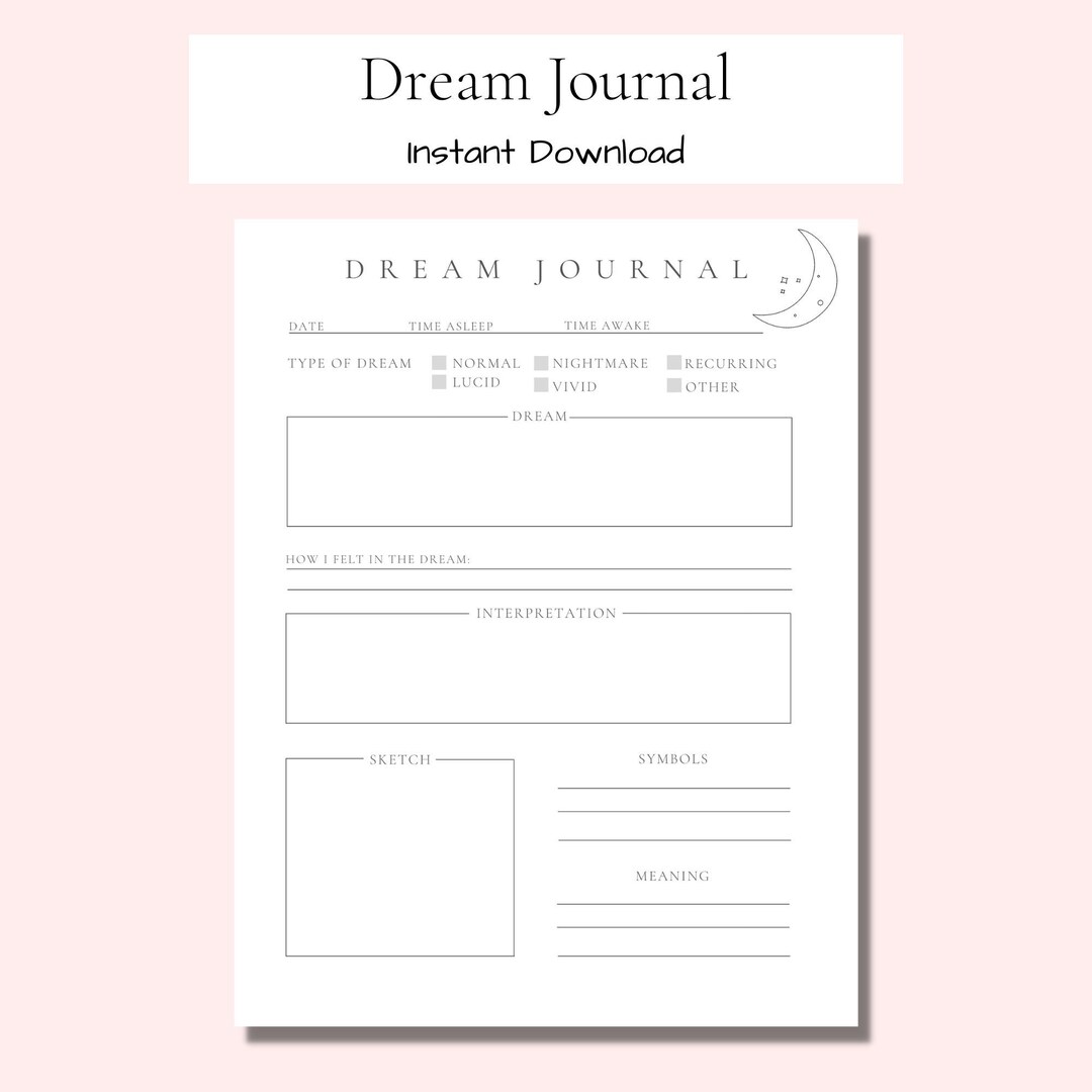 Dream Journal Printable | Dream Tracker | Print at Home | Dream ...