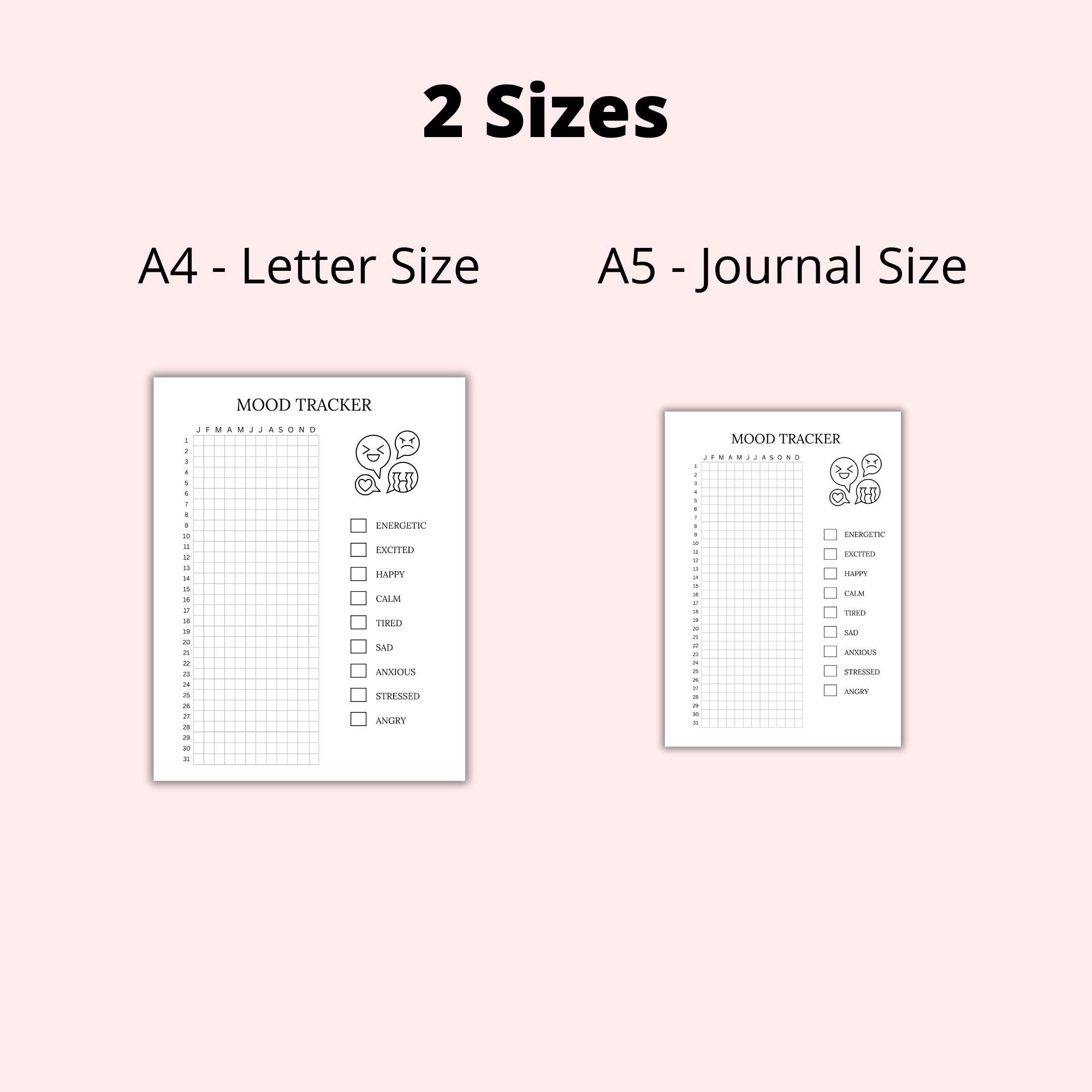 Mood Tracker Printable | A Year in Pixels | Mood Journal | Emotion ...