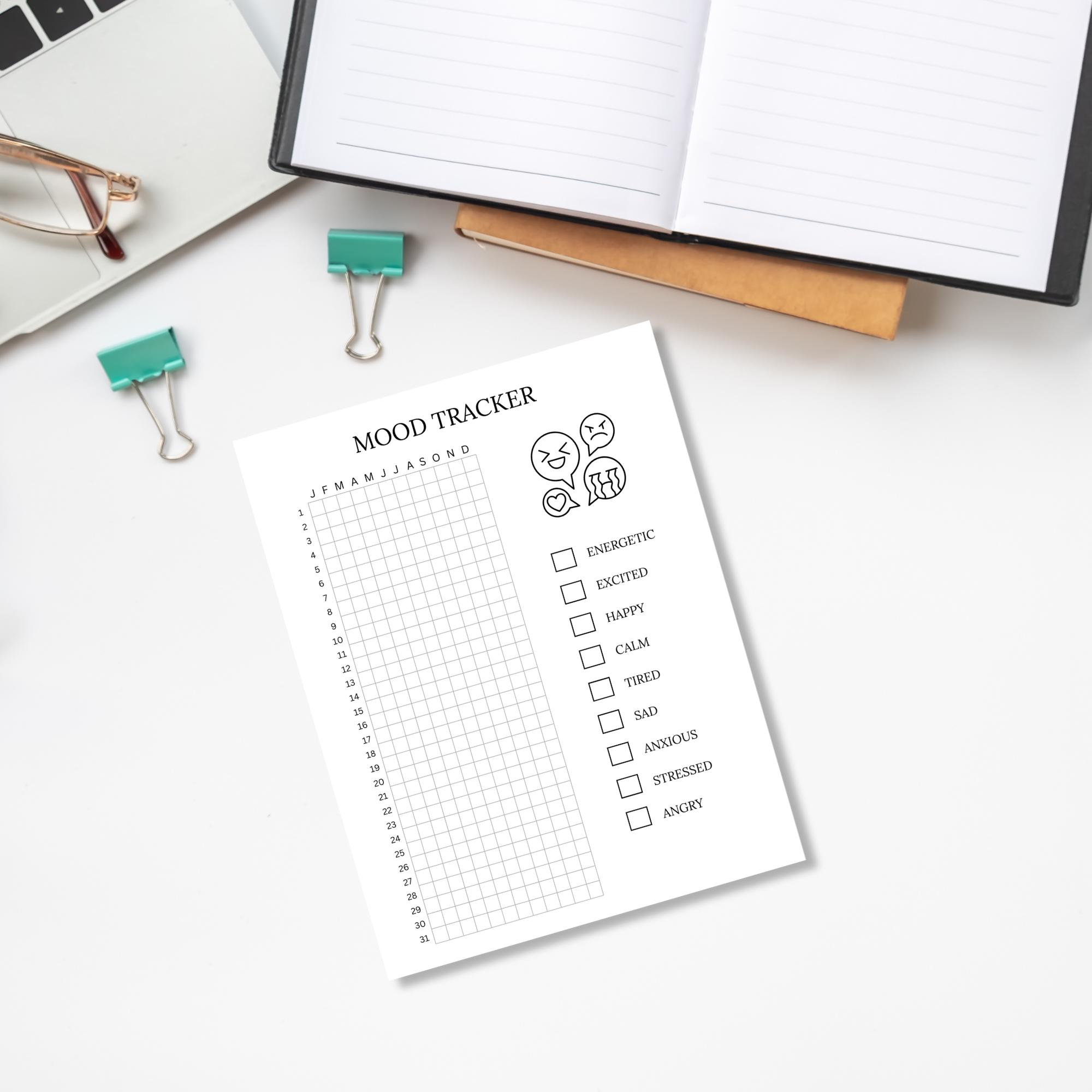 Mood Tracker Printable | A Year in Pixels | Mood Journal | Emotion ...