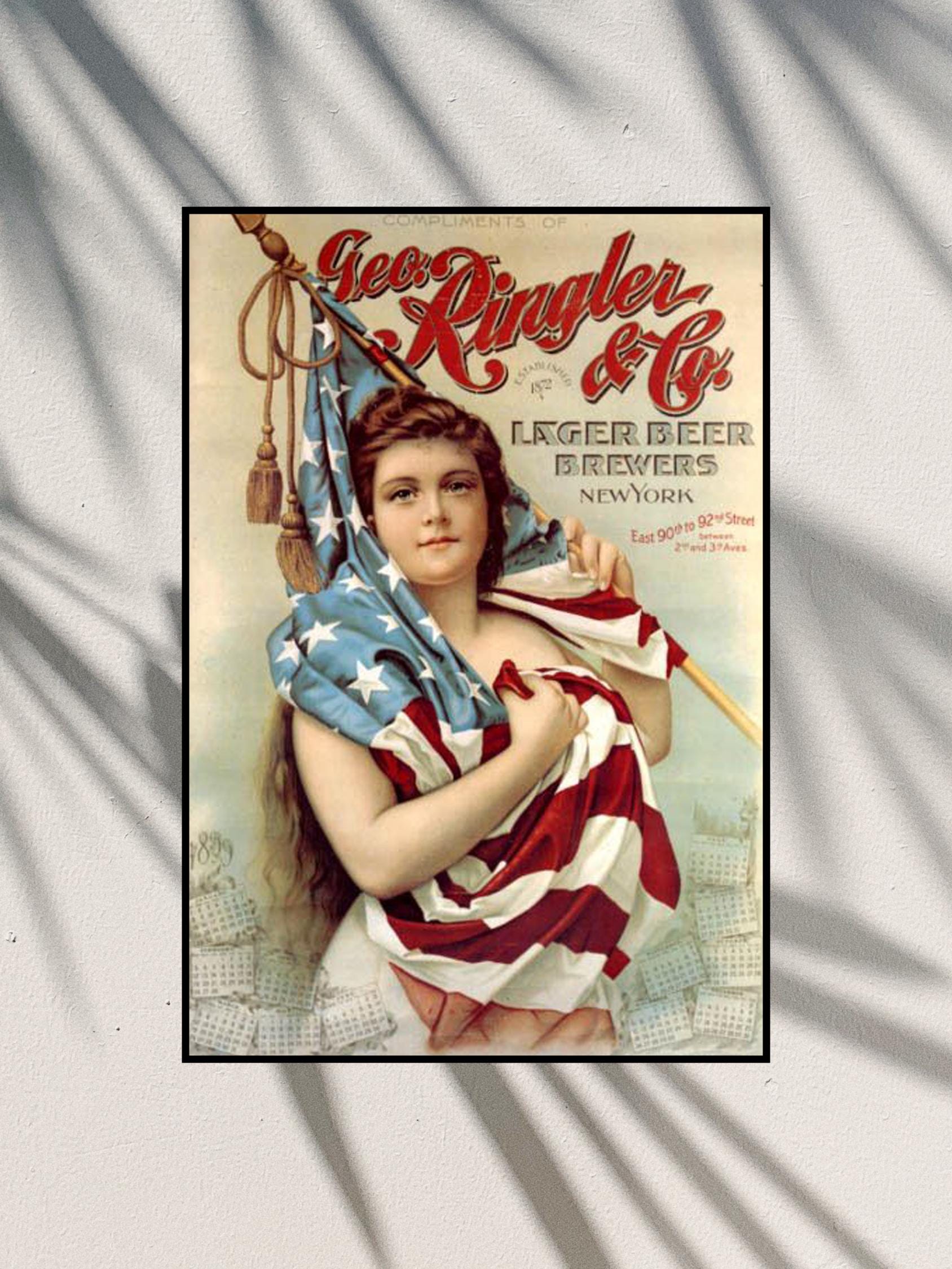 Vintage American Girl Flag Poster, V Poster, Ads Lager Beer Brewers Art ...
