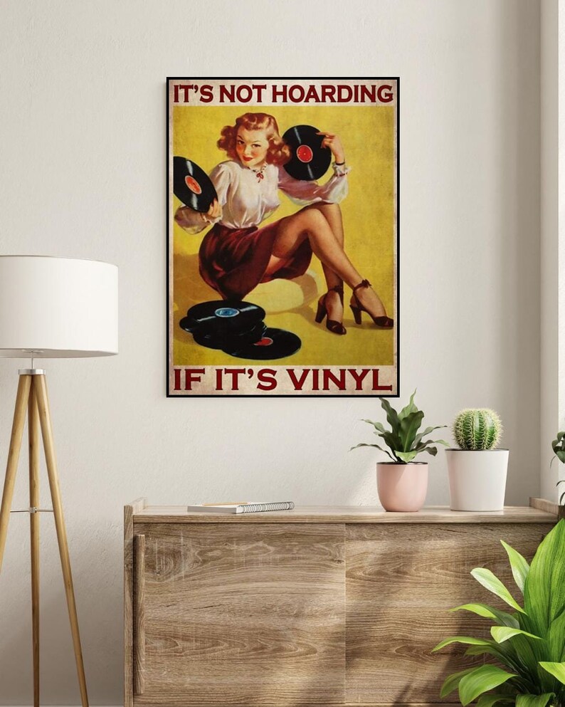 Funny Vinyl Lover Poster. Its Not Hoarding If Its Vinyl. Vintage Retro ...