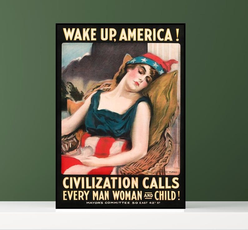 Vintage America Poster. Wake up America. World War One American ...