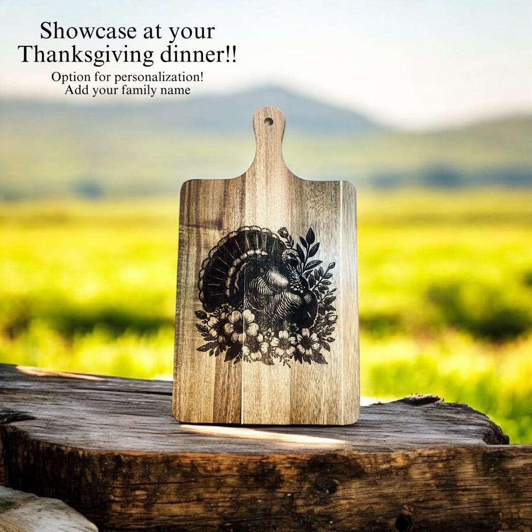 Thanksgiving Charcuterie Board, Cutting Board, Turkey Floral, Fall ...