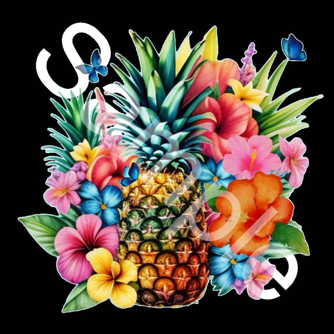 Tropical Pineapple Clip Art, DTF, PNG, Fruit, Beach, Paradise, Island ...