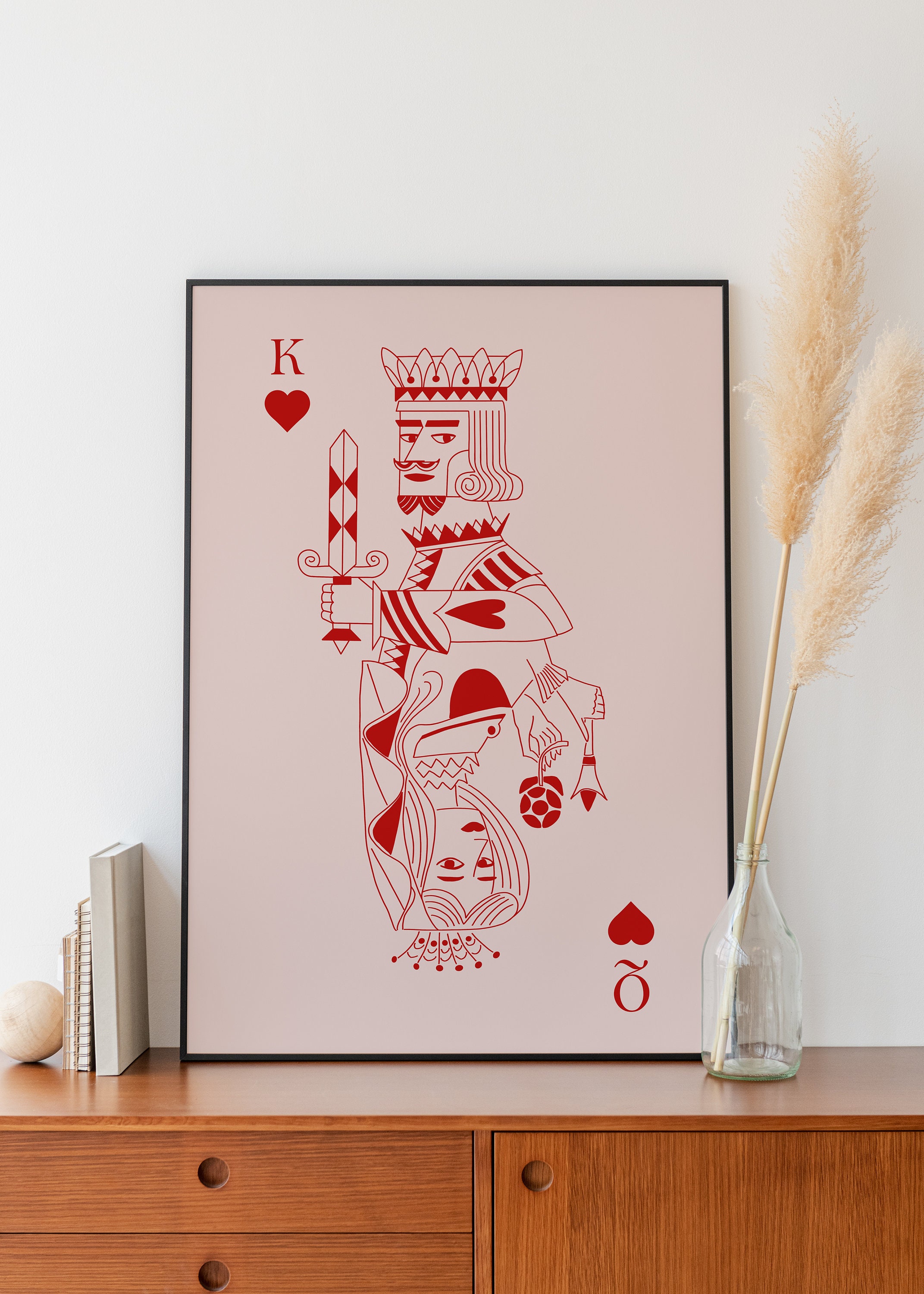 King and Queen of Hearts Wall Art Poster Playing Card Retro - Etsy