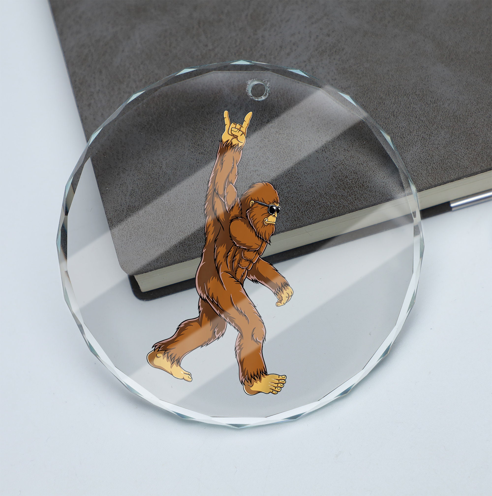 Bigfoot Rock On Sasquatch Rock And Roll Funny Men Gift Christmas Glass ...