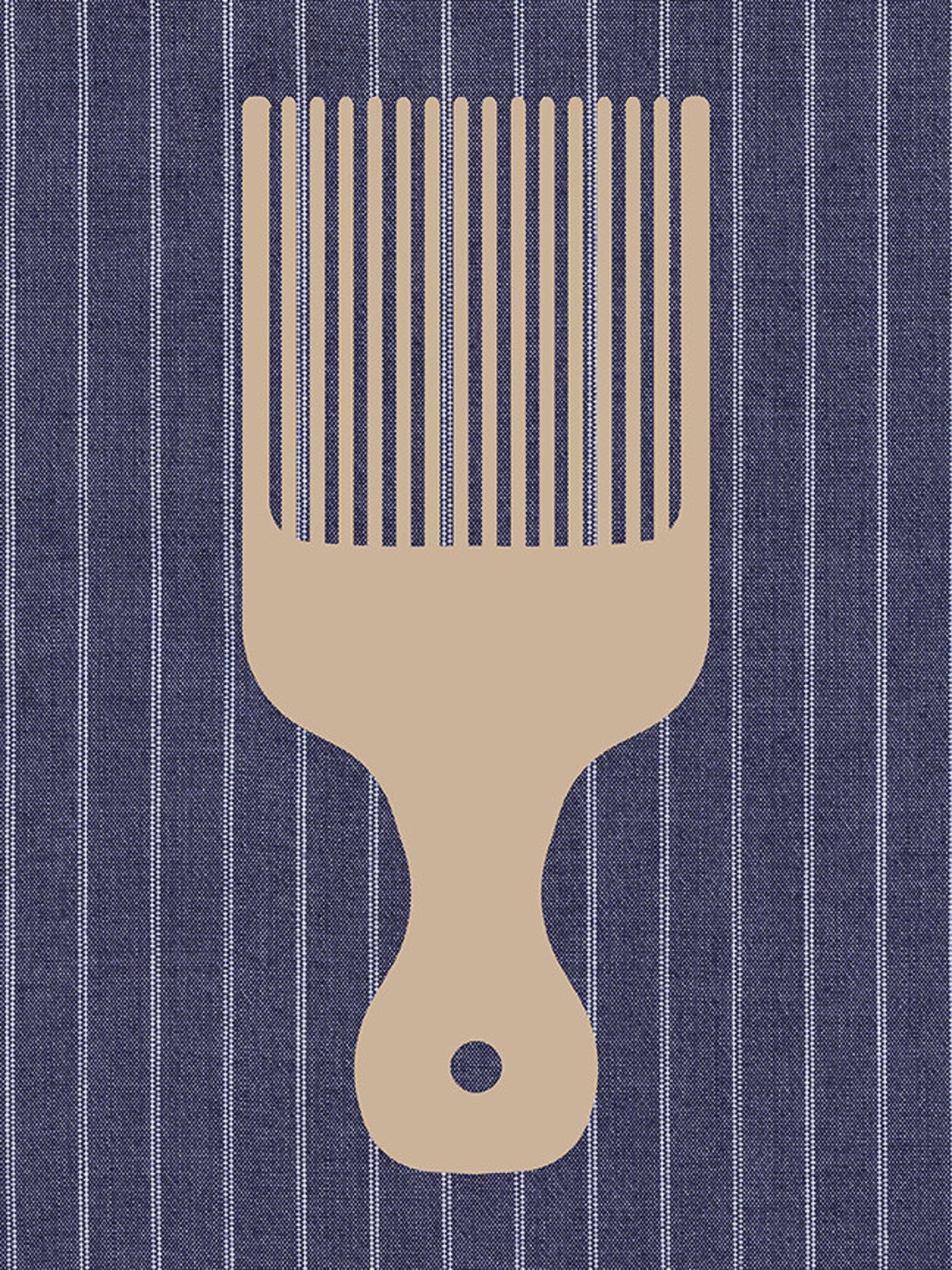 Afro Pick Pinstripe Fabric Digital Download Only Printable Black Hair ...