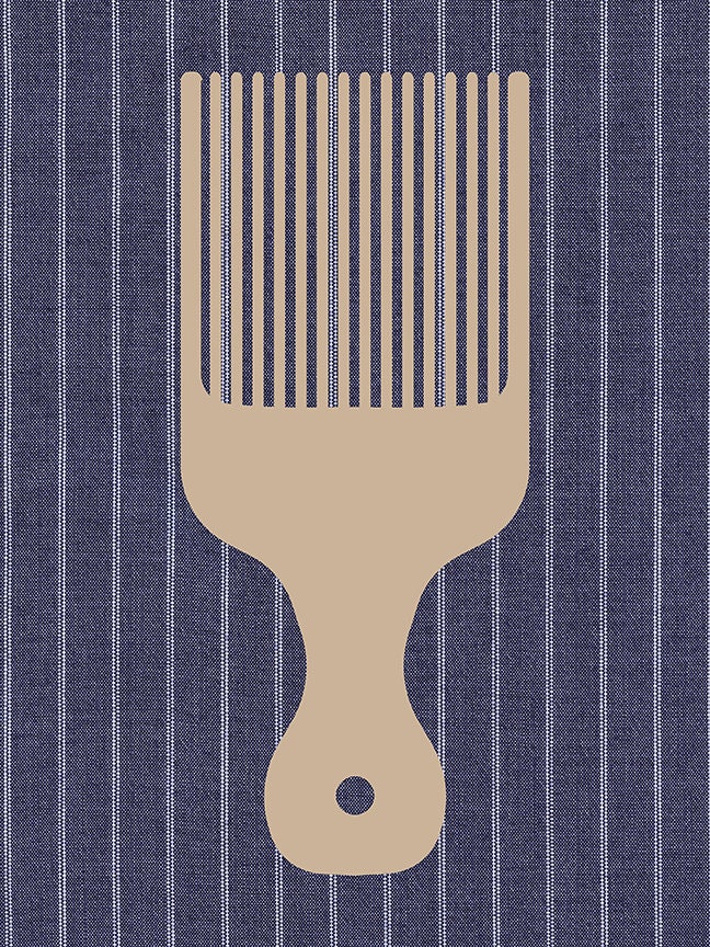 Afro Pick Pinstripe Fabric Digital Download Only Printable Black Hair ...