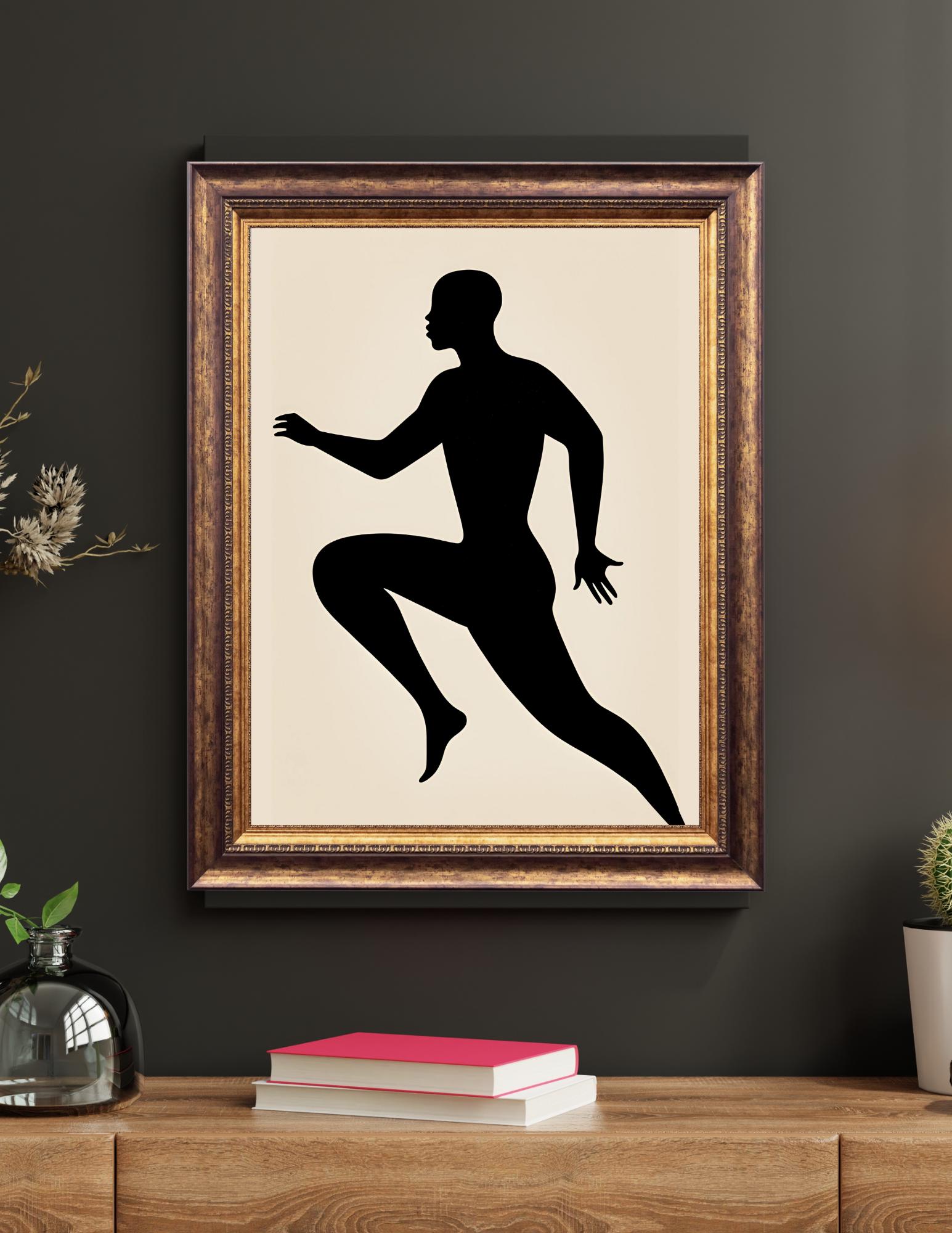 Running Man Art Print, Black Silhouette, MCM Style (digital Download ...