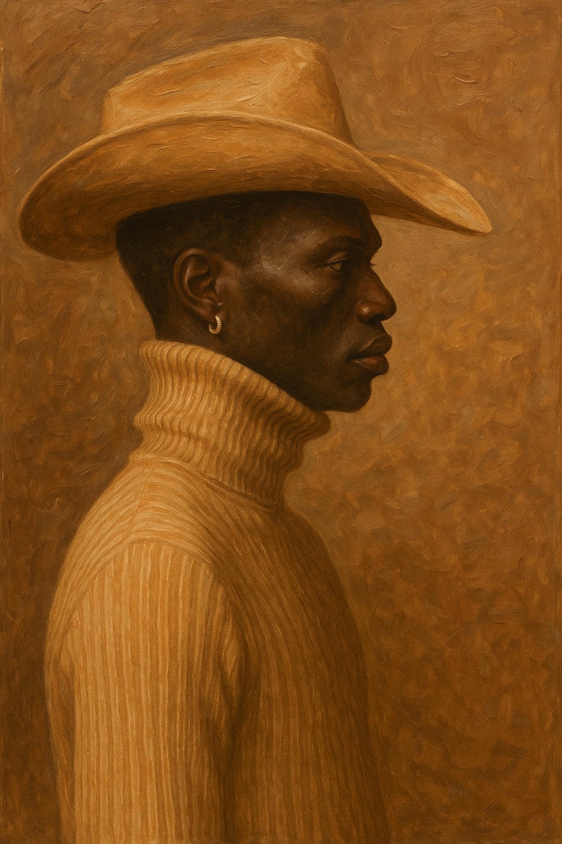 Cowboy Collin Portrait Print | Country Western Oil Painting (digital ...
