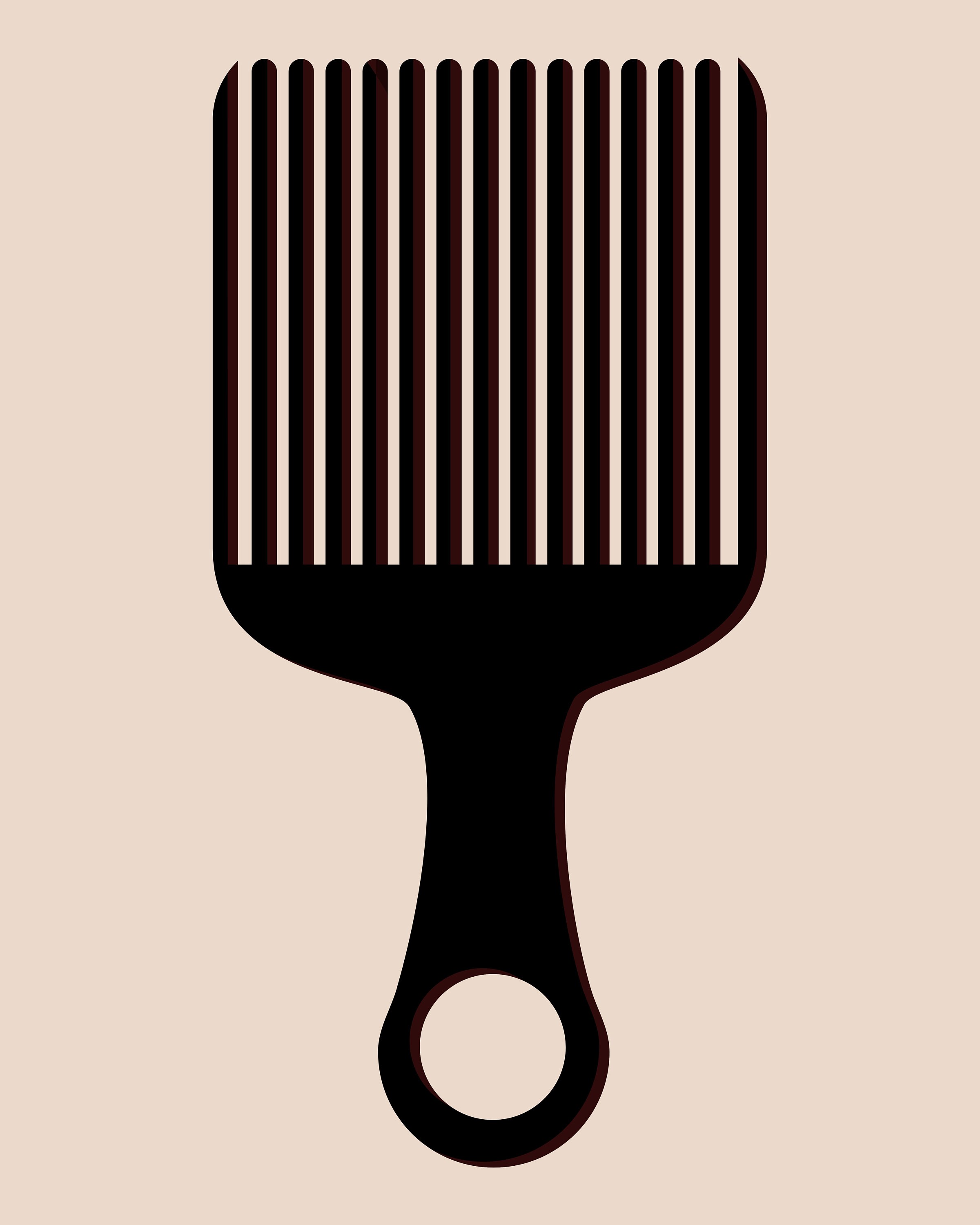 Afro Pick Beige Digital Download Printable Black Art Print Black Hair ...