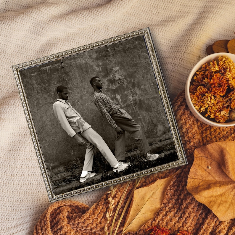 2 Brothers Sepia Tone Black and White Square Dimensions Digital ...