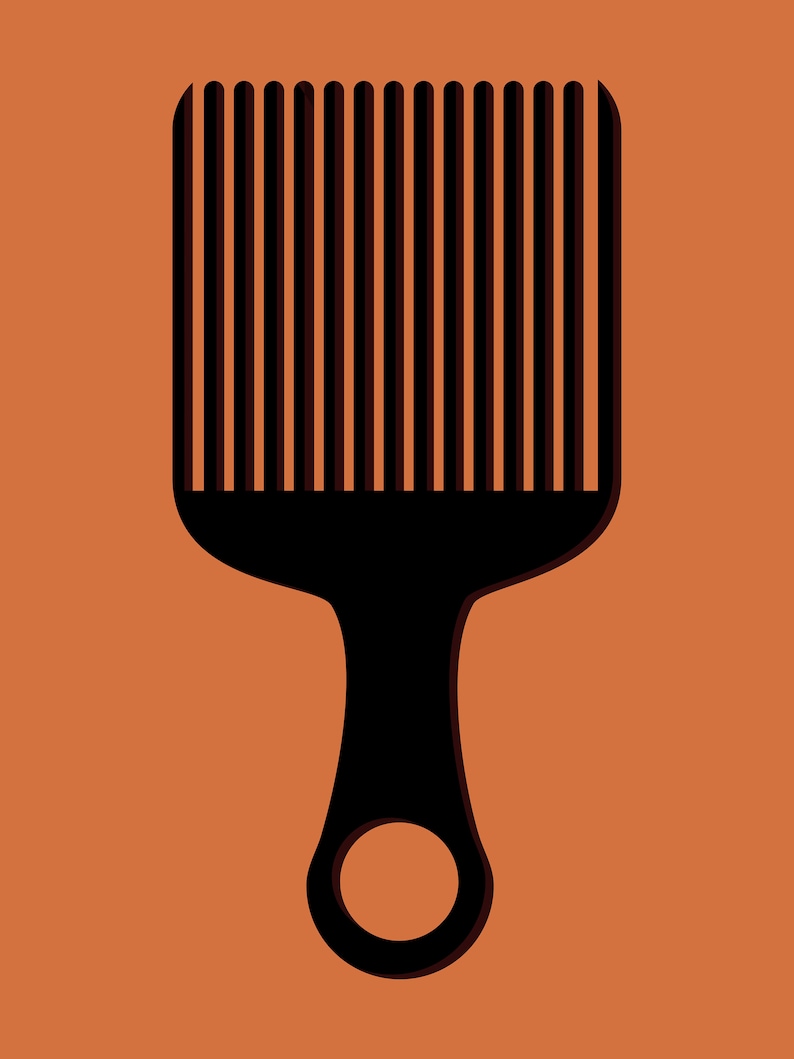 Afro Pick Digital Download Printable Art Print Terra Cotta African ...