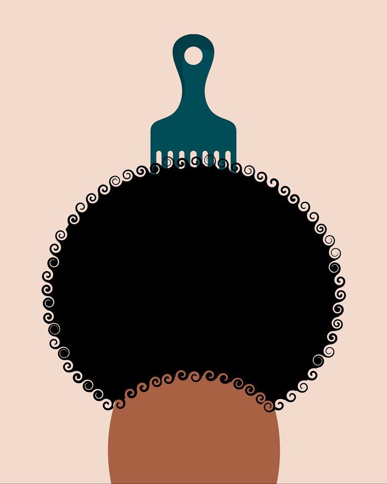Afro Pick Girl Art Print | Abstract Portrait (digital Download) - Etsy