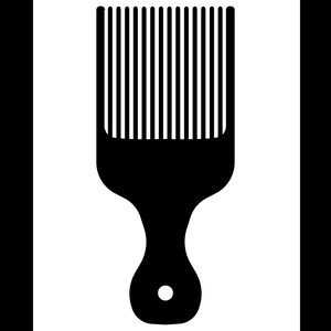 Afro Pick Black Border Digital Download Only Printable Black and White ...