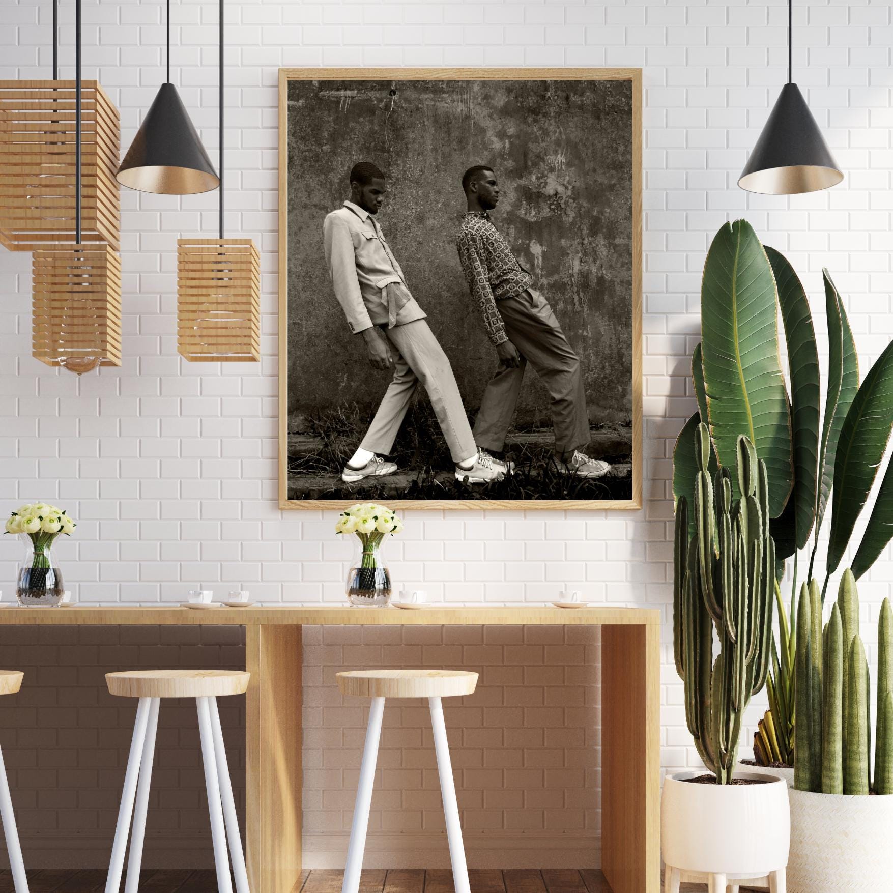 2 Brothers Sepia Tone Black and White Square Dimensions Digital ...