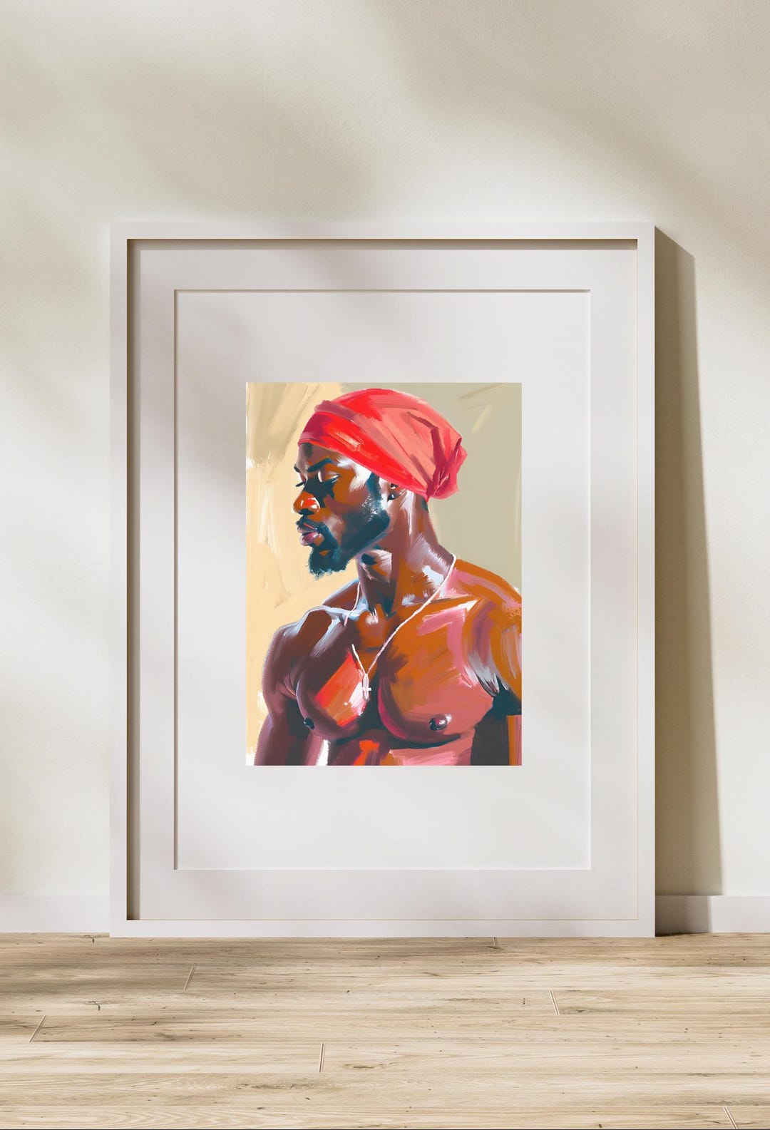 Red Durag Portrait Print, Urban Male Oil Painting Style (digital ...