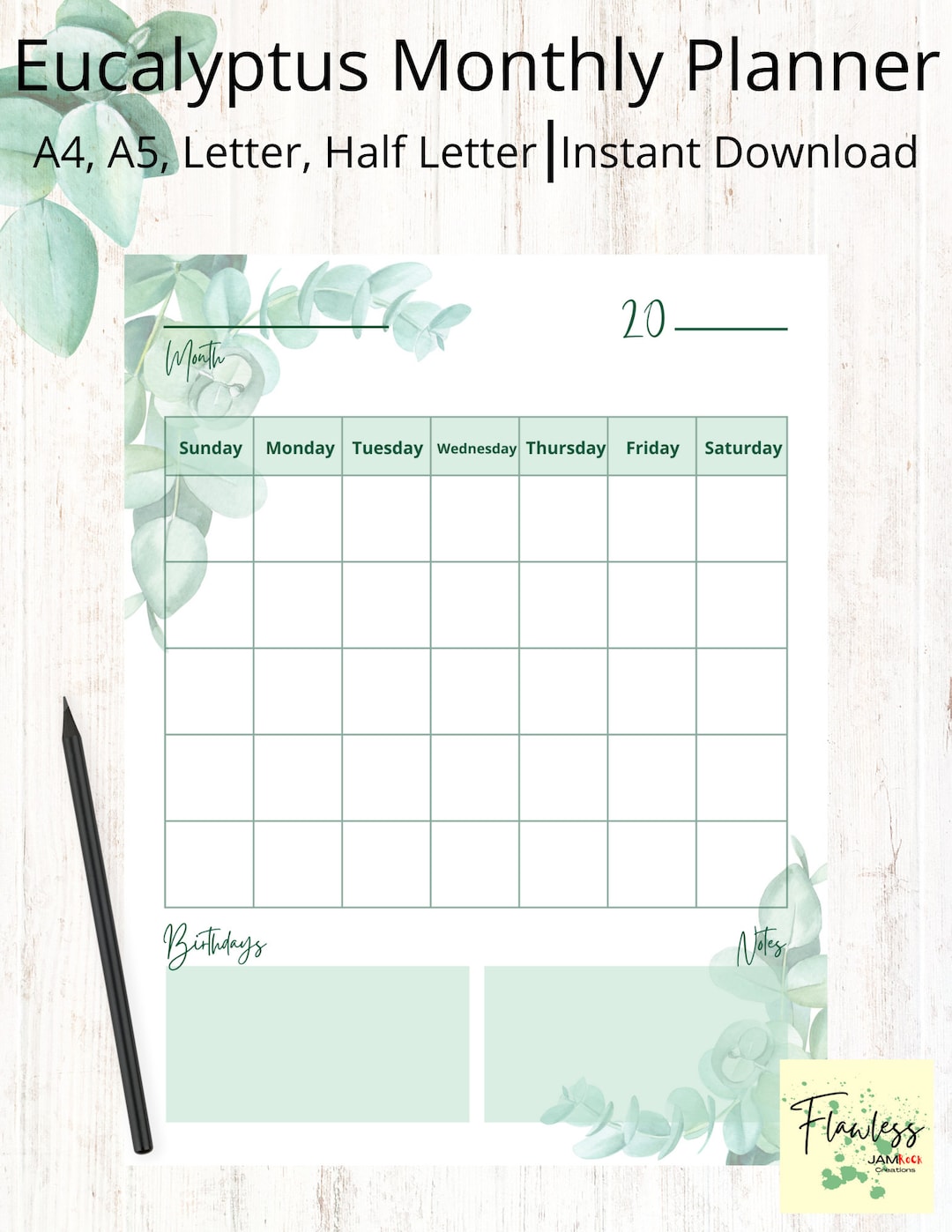 Monthly Planner Printable, 2 Page Spread, Productivity Planner, Monthly ...