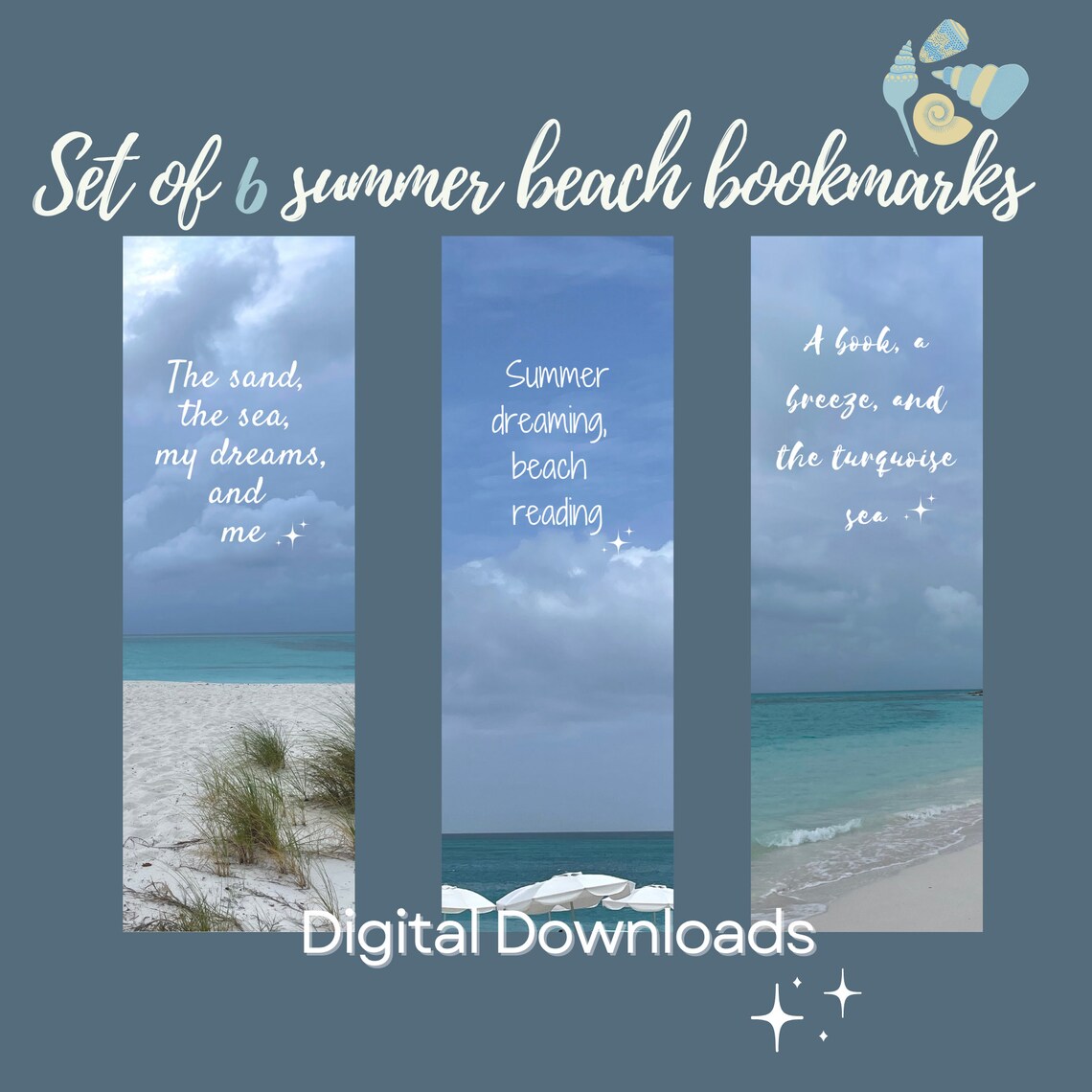 Set of 6 Summer Dreams Bookmarks, Digital Bookmarks, Beach Bookmarks ...