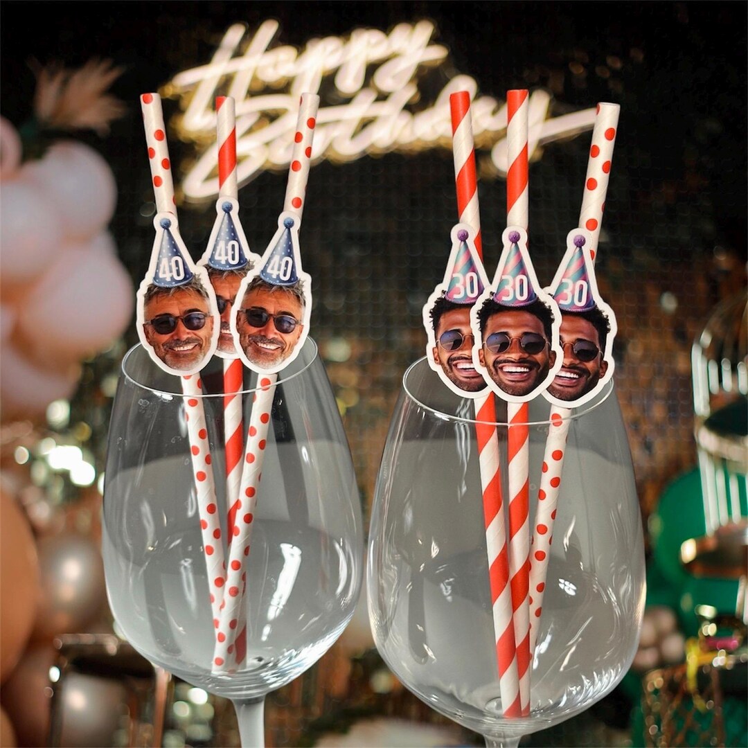 Custom Photo Straw, Face Straw, Custom Birthday Straw, Funny Party ...