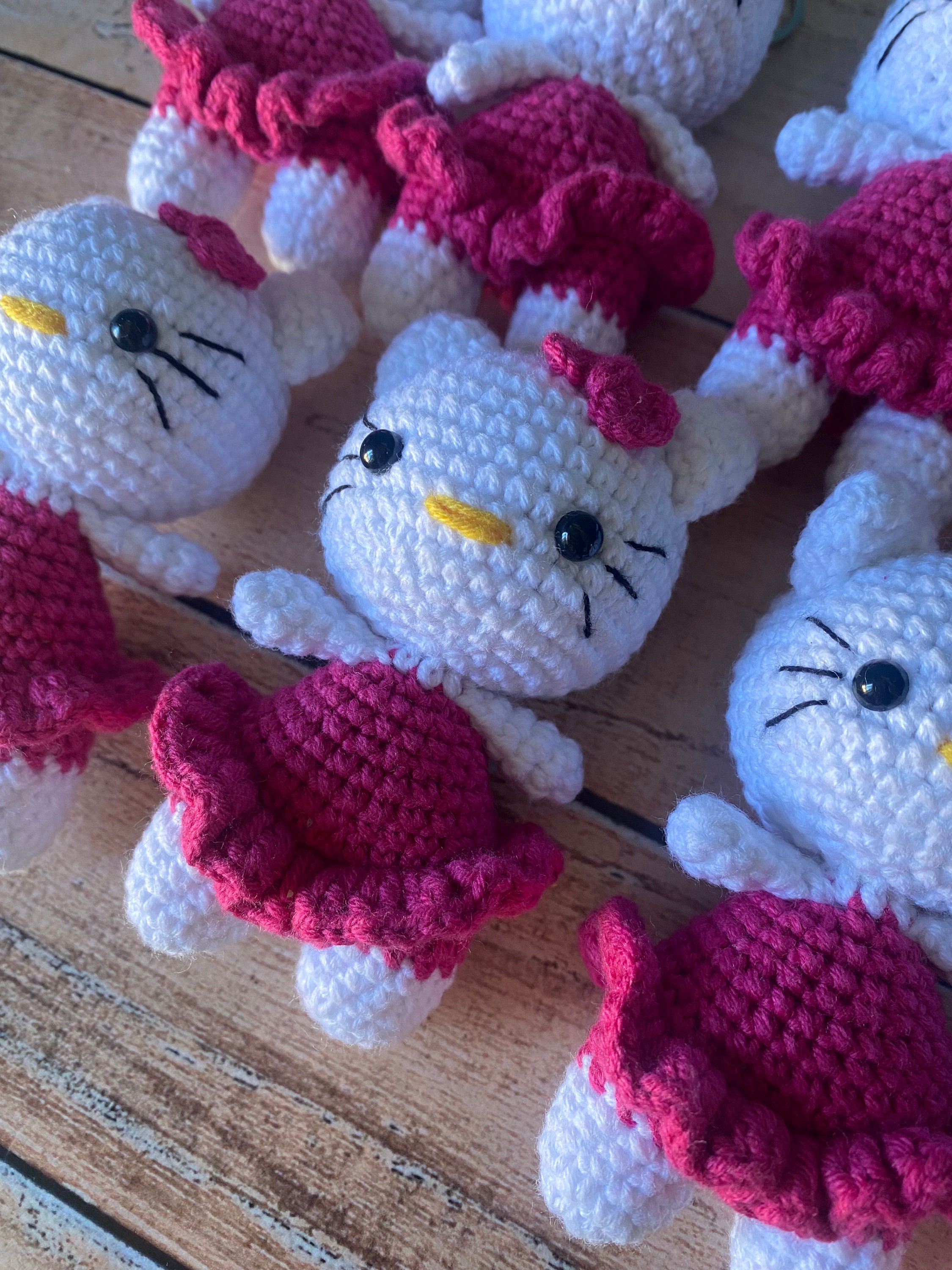 Hello Kitty Keychain Crochet Hello Kitty Amigurumi Hello Kitty Toy Stuffed Doll Birthday ...