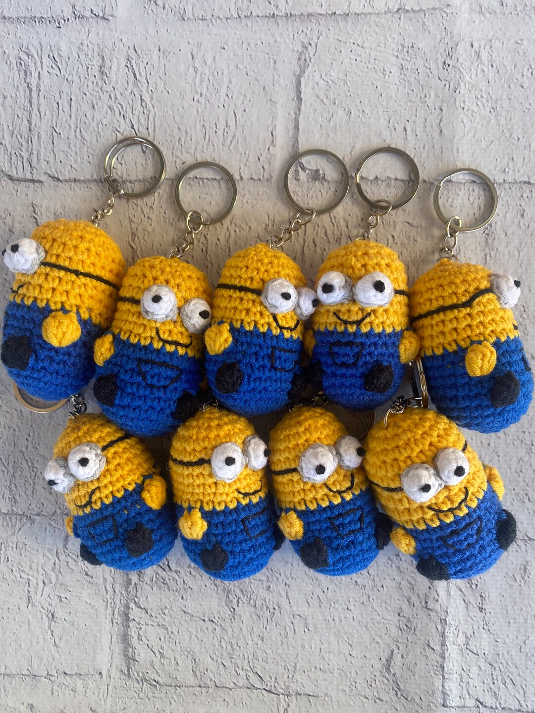 Finished Toy Minions Keychain Crochet, Amigurumi Toy Stuffed Animal ...