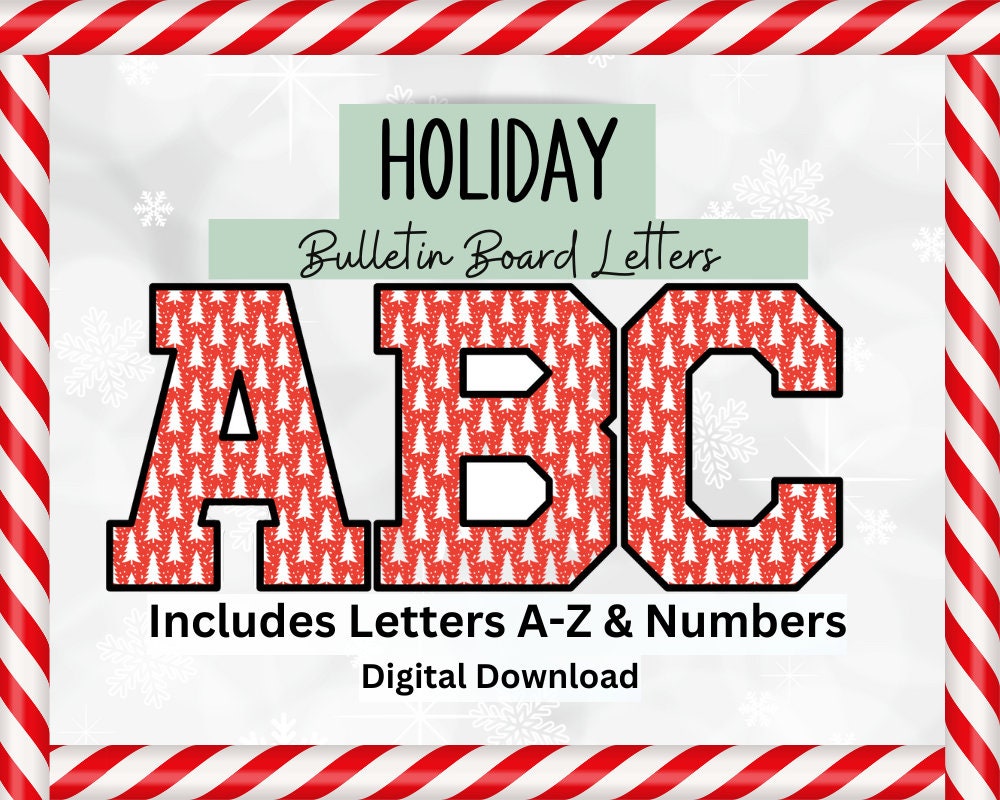 Winter Bulletin Board Letters, Christmas ABC Letters, Bulletin Board ...
