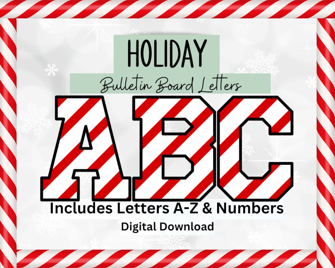 Candy Cane Letters, Christmas Letters, Christmas Bulletin Board Letters ...