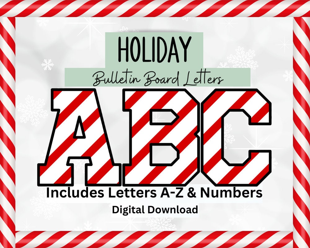 Candy Cane Letters, Christmas Letters, Christmas Bulletin Board Letters ...