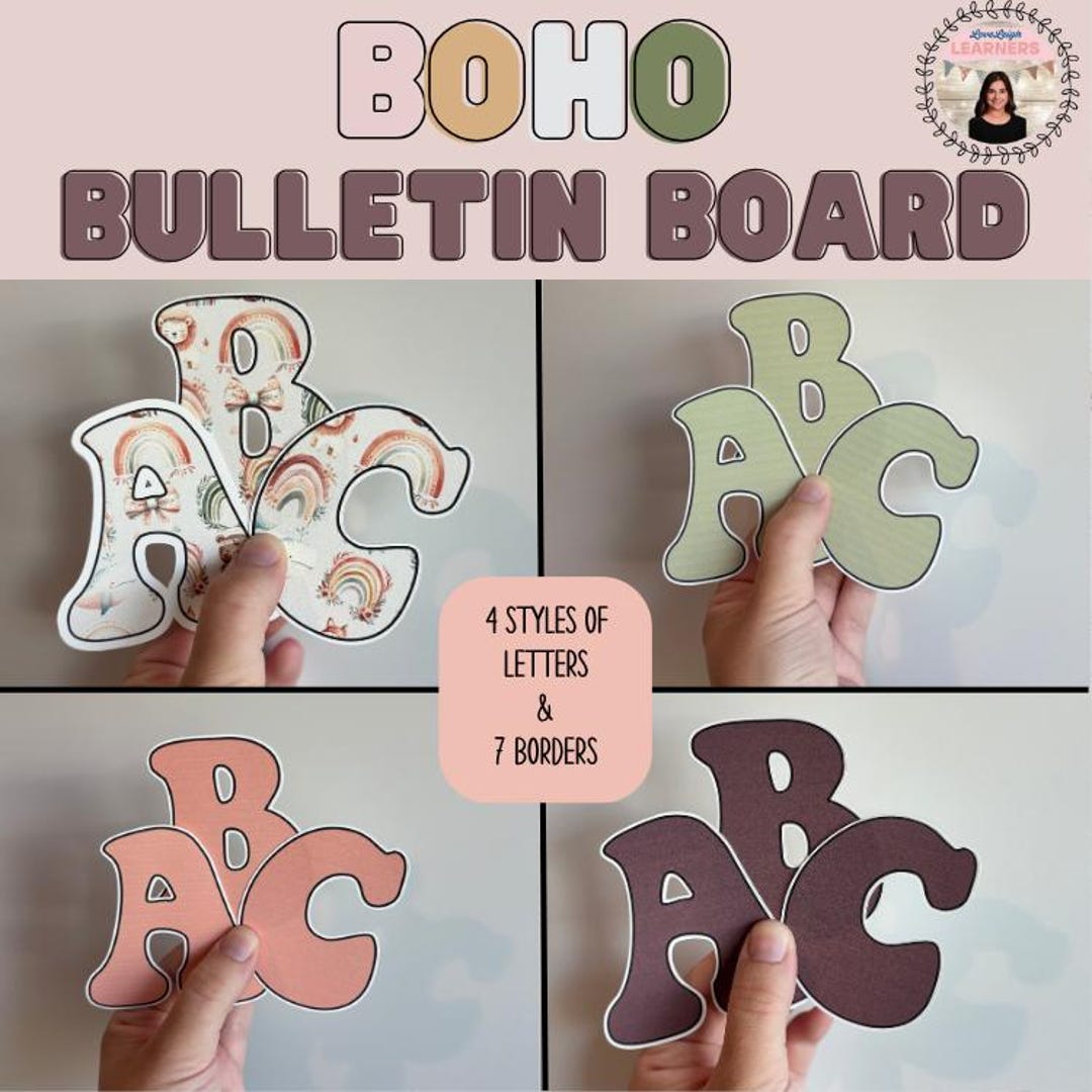 Boho Themed Bulletin Board Letters & Borders | Classroom Decor | Back ...