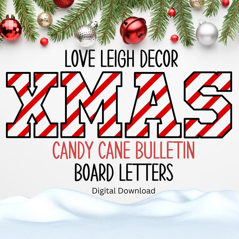 Candy Cane Letters Christmas Letters Christmas Bulletin - Etsy