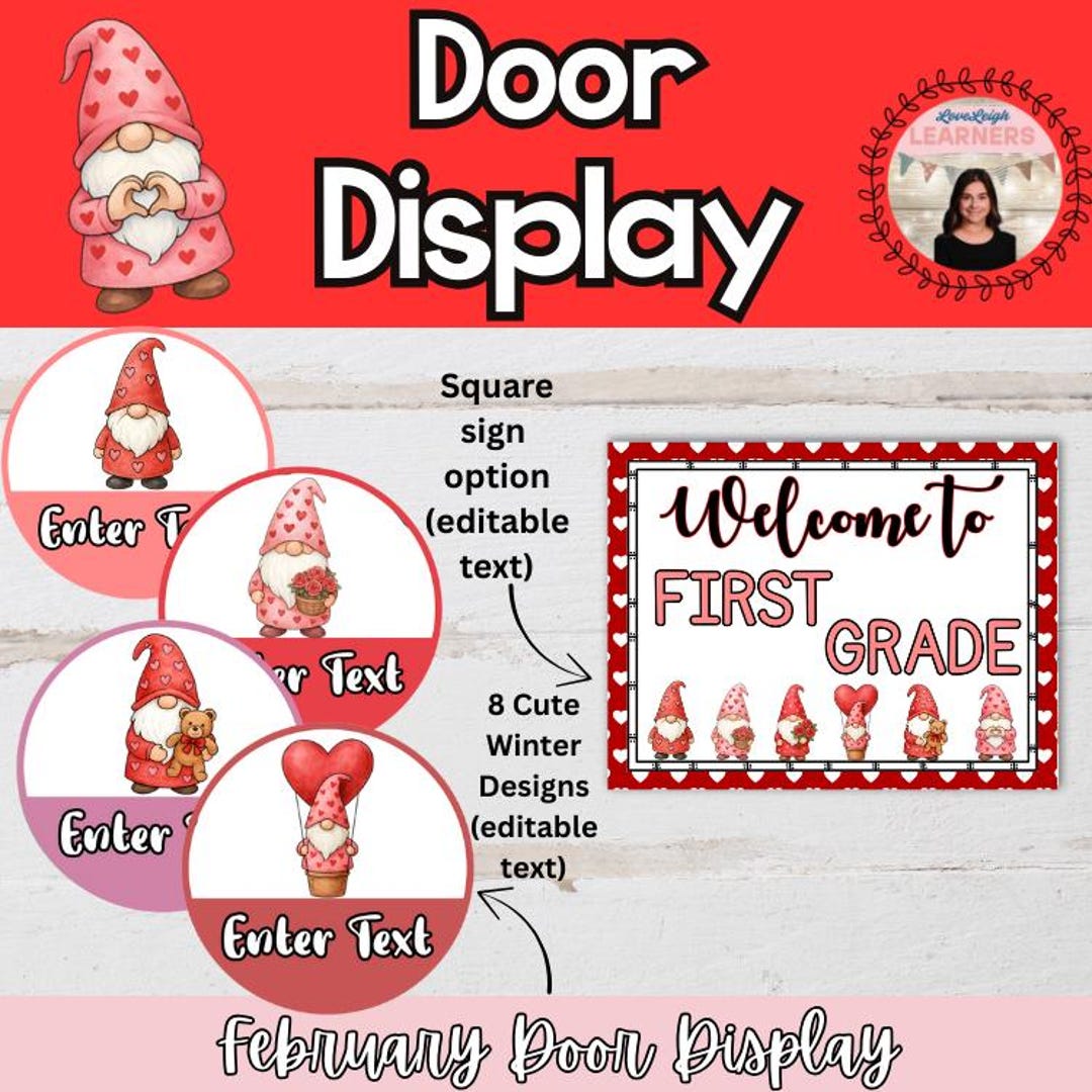 February Door Display | Valentine's Day Door Display | Fully Editable ...