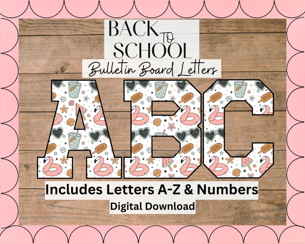 Back to School Bulletin Board Letters, Monogram Letters, Beach Letters ...