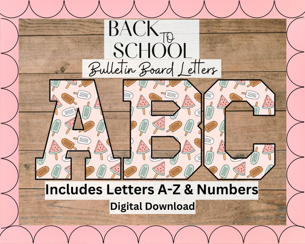 Back to School Bulletin Board Letters, Monogram Letters, Beach Letters ...