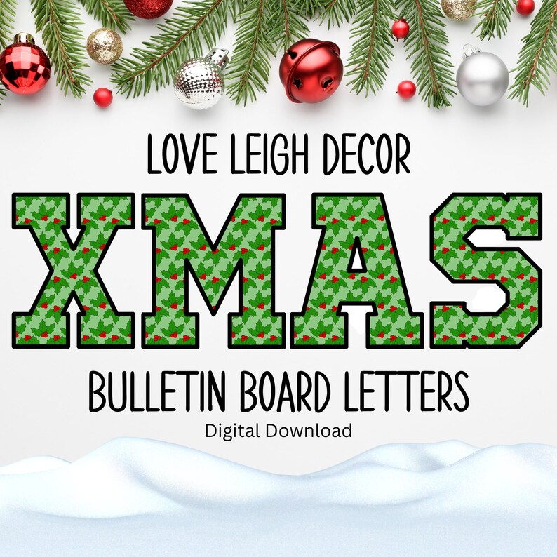 Christmas Bulletin Board Letters Holiday Letters Holiday - Etsy