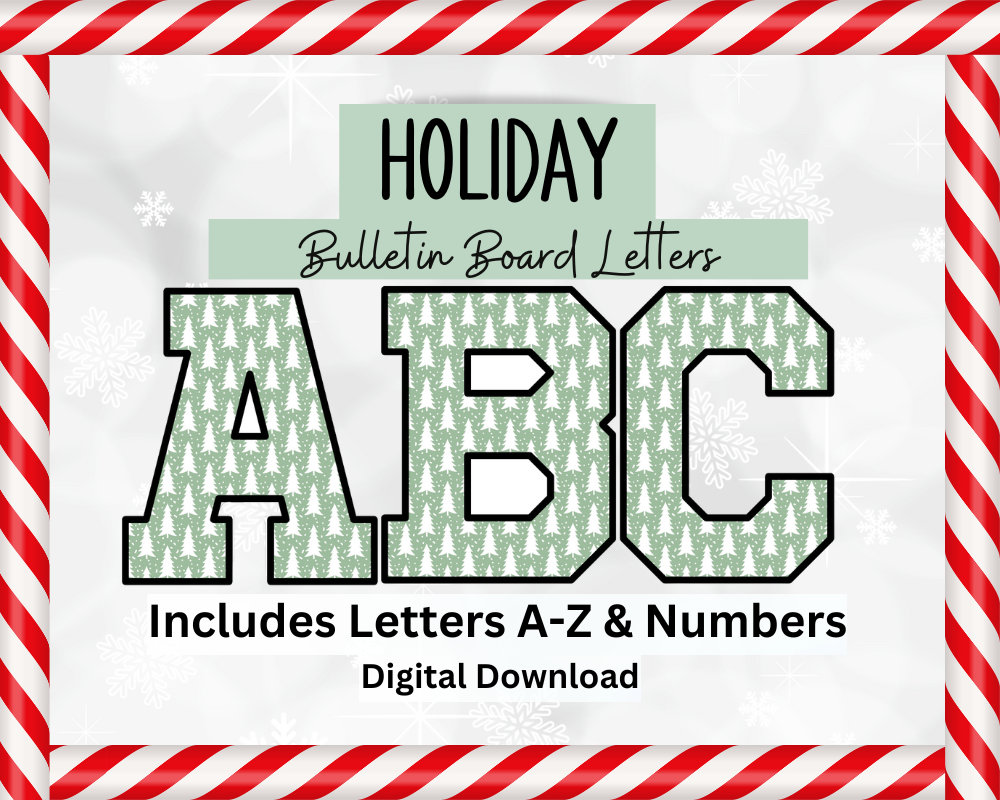 Winter Bulletin Board Letters, Christmas ABC Letters, Bulletin Board ...
